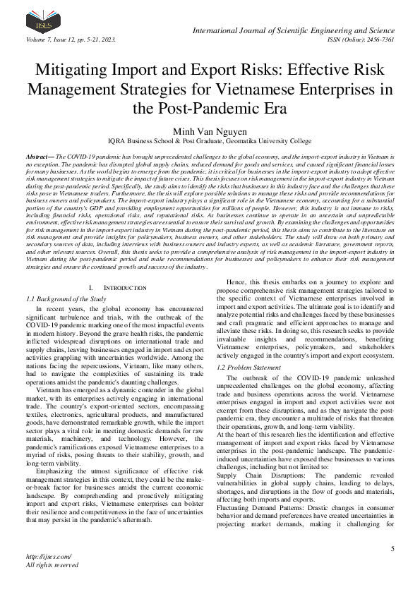 (PDF) Mitigating Import and Export Risks: Effective Risk Management ...