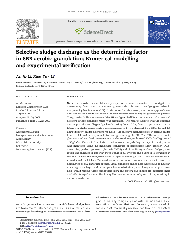 (PDF) Selective sludge discharge as the determining factor in SBR ...