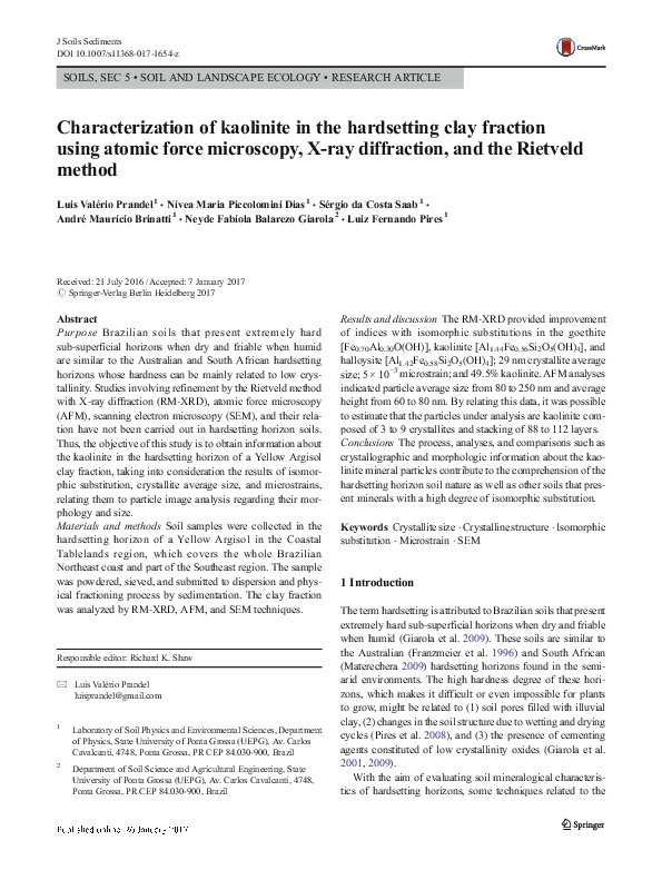 (PDF) Characterization of kaolinite in the hardsetting clay fraction ...