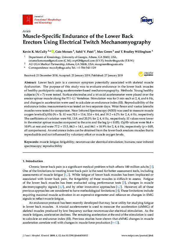 (PDF) Muscle Specific Endurance of the Lower Back Erectors using ...