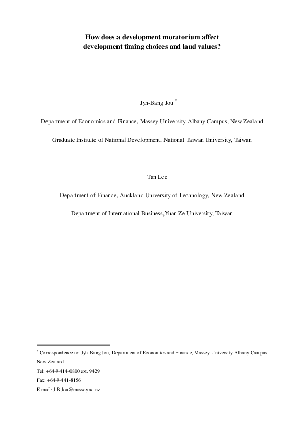 (PDF) How Does a Development Moratorium Affect Development Timing ...