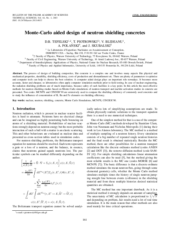 (PDF) Monte-Carlo aided design of neutron shielding concretes