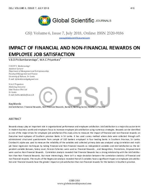 (PDF) Impact of Financial and non Financial Rewards on Employee Motivation