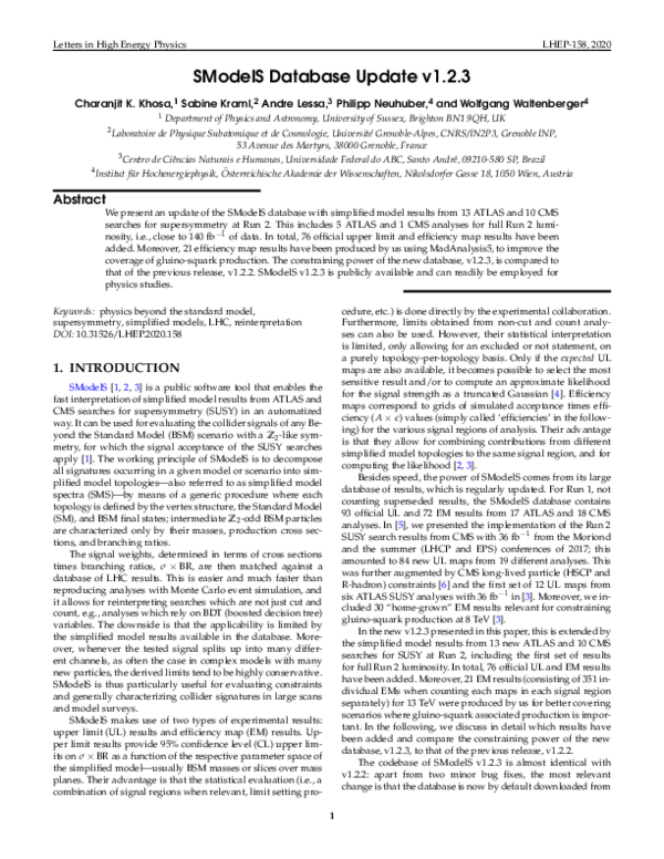 (PDF) SModelS Database Update v1.2.3
