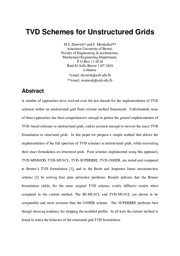 (PDF) TVD schemes for unstructured grids