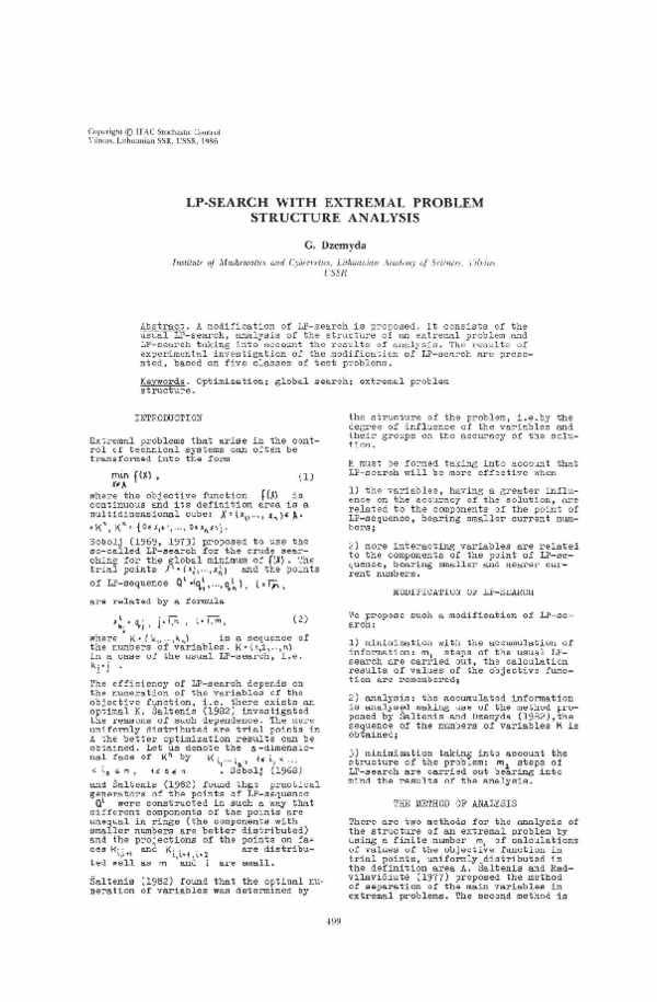(PDF) LP-Search with Extremal Problem Structure Analysis