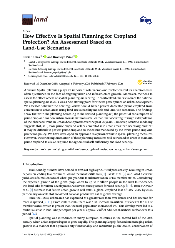 (PDF) How Effective Is Spatial Planning for Cropland Protection? An ...