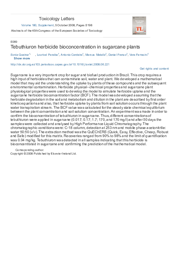 (PDF) Tebuthiuron herbicide bioconcentration in sugarcane plants