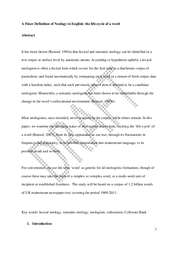 (PDF) A finer definition of neology in English