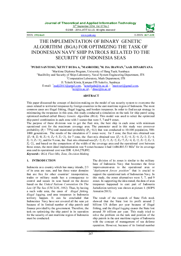 Pdf The Implementation Of Binary Genetic Algorithm Bga For Optimizing The Task Of