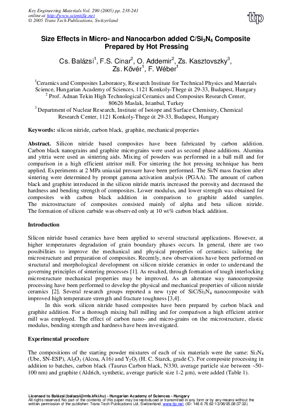 (PDF) Size Effects in Micro- and Nanocarbon Added C/Si 3 N 4 Composite ...
