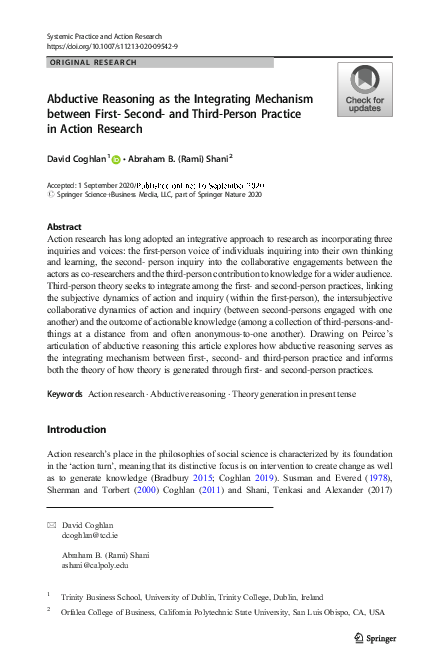 (PDF) Abductive Reasoning as the Integrating Mechanism between First- Second- and Third-Person ...