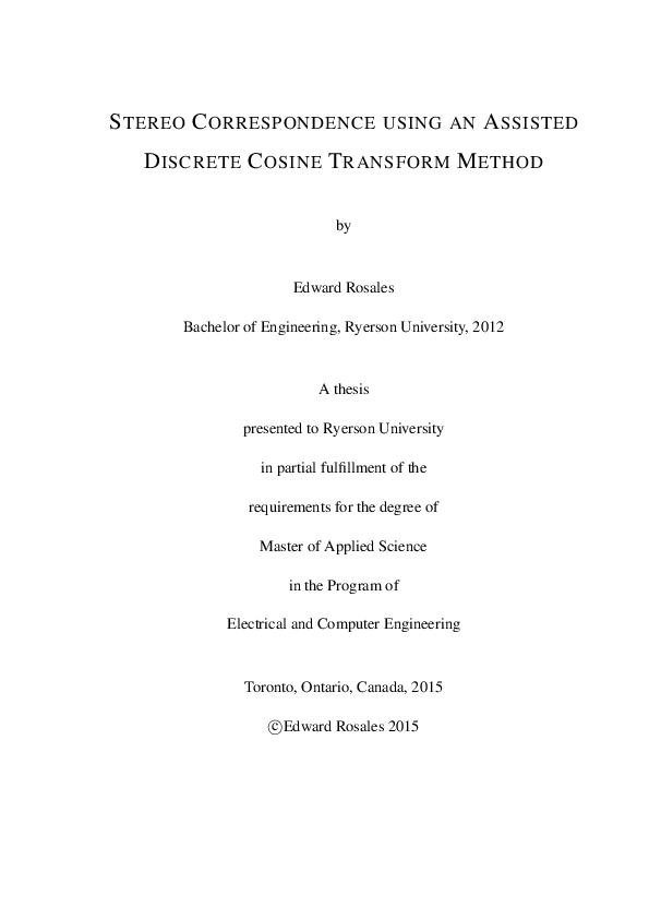 (PDF) Stereo correspondence using an assisted discrete cosine transform method