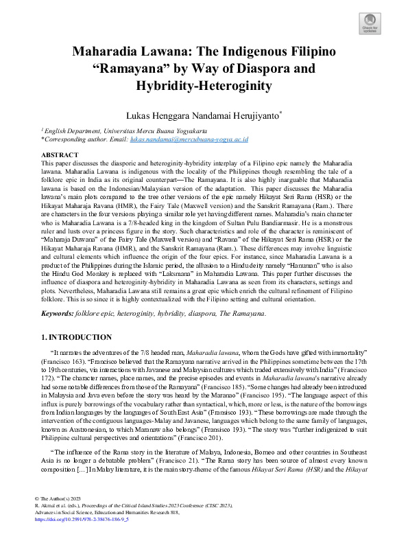 (PDF) Maharadia Lawana: The Indigenous Filipino "Ramayana" by Way of ...