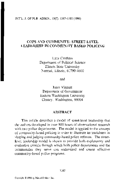 (PDF) Cops and community: street-level leadership in community based ...