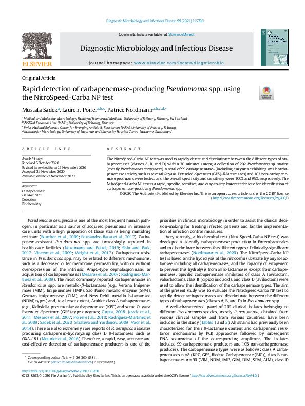 (PDF) Rapid detection of carbapenemase-producing Pseudomonas spp. using ...