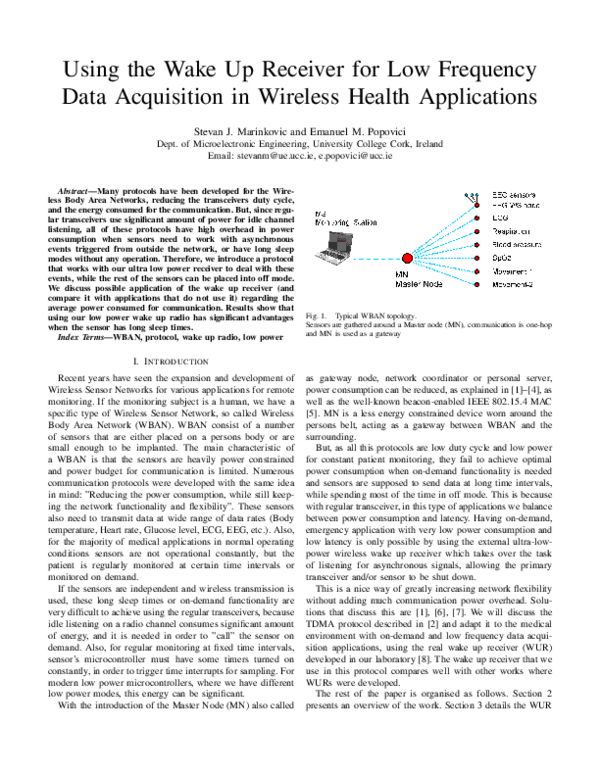 (PDF) Using the Wake Up Receiver for Low Frequency Data Acquisition in Wireless Health Applications