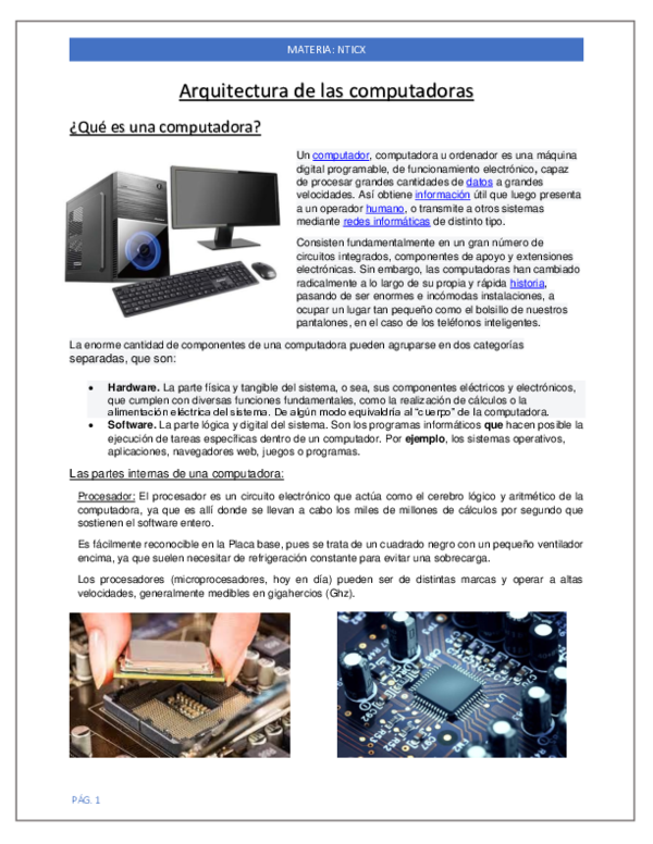 (PDF) Arquitectura de las computadoras - NTICX