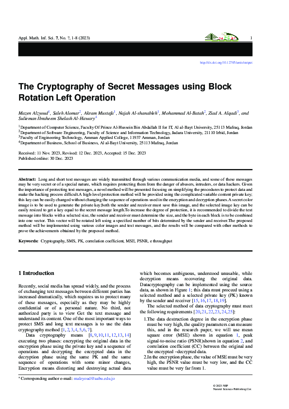 Pdf The Cryptography Of Secret Messages Using Block Rotation Left Operation
