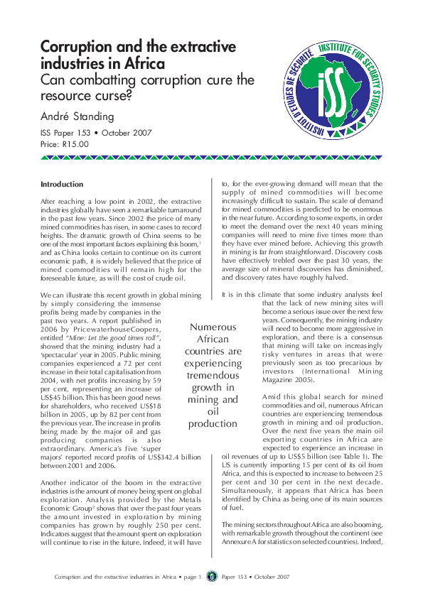 (PDF) Corruption and the extractive industries in Africa Can combatting ...