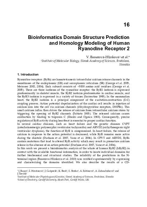 (PDF) Bioinformatics Domain Structure Prediction and Homology Modeling of Human Ryanodine Receptor 2