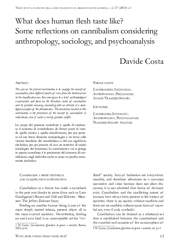 (PDF) What does human flesh taste like? Some reflections on cannibalism ...