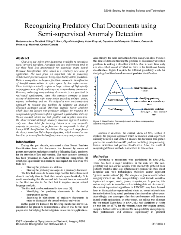 (PDF) Recognizing Predatory Chat Documents using Semi-supervised Anomaly Detection