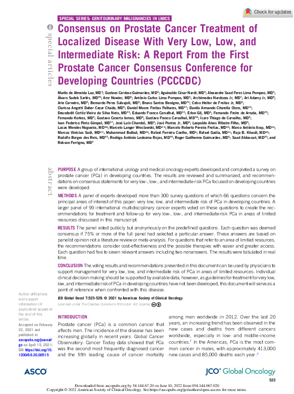 (PDF) Consensus on Prostate Cancer Treatment of Localized Disease With ...