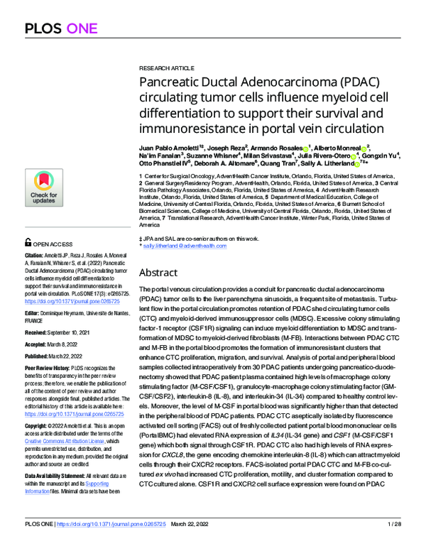 (PDF) Pancreatic Ductal Adenocarcinoma (PDAC) circulating tumor cells ...