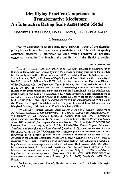 (PDF) Identifying Practice Competence in Transformative Mediators: An ...