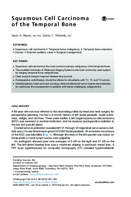 (PDF) Squamous cell carcinoma of the temporal bone