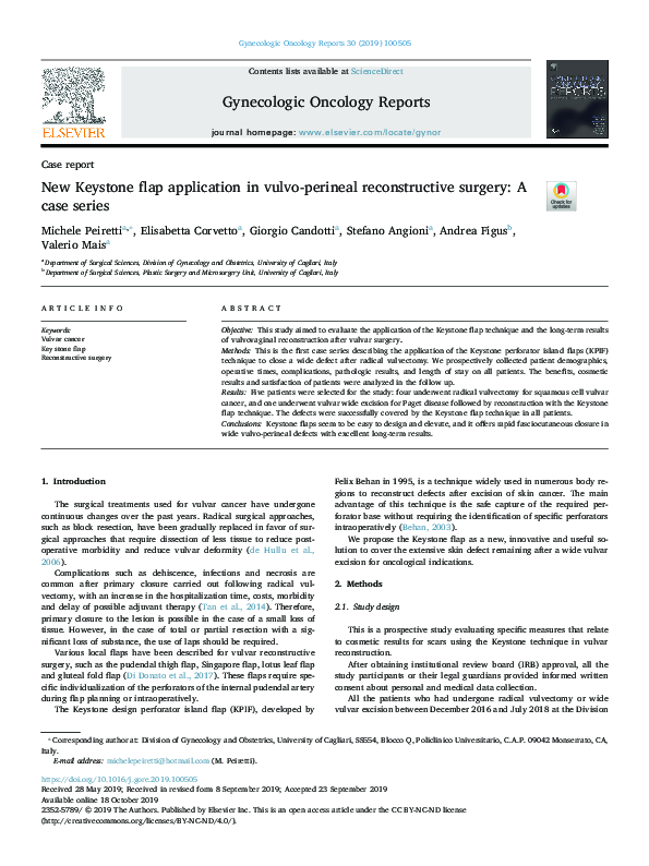 (PDF) New Keystone flap application in vulvo-perineal reconstructive ...