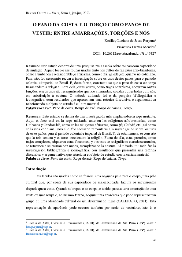 (PDF) O PANO DA COSTA E O TORÇO COMO PANOS DE VESTIR: ENTRE AMARRAÇÕES ...