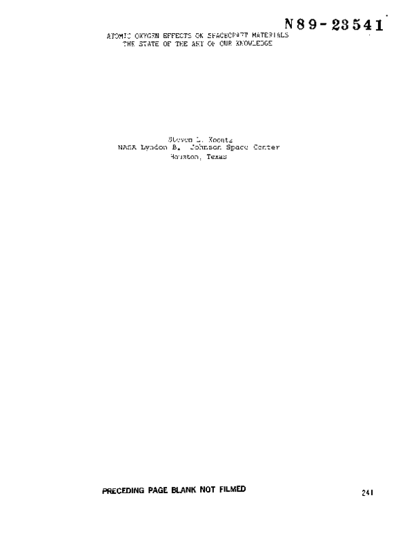 (PDF) Atomic oxygen effects on spacecraft materials: The state of the ...