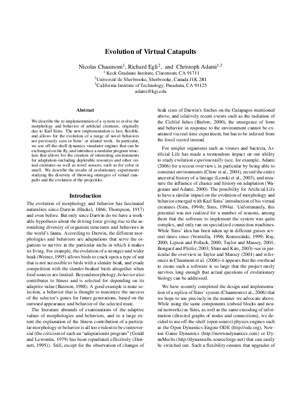 (PDF) Evolution of Virtual Catapults