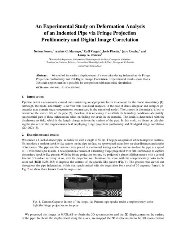(PDF) An Experimental Study on Deformation Analysis of an Indented Pipe via Fringe Projection ...