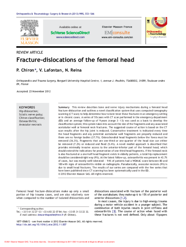 (PDF) Fracture-dislocations of the femoral head