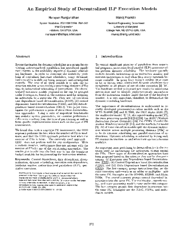 (PDF) An empirical study of decentralized ILP execution models (PDF) An empirical study of decentralized ILP execution models