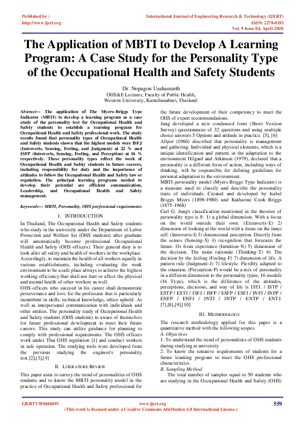 (PDF) The Application of MBTI to Develop A Learning Program: A Case ...