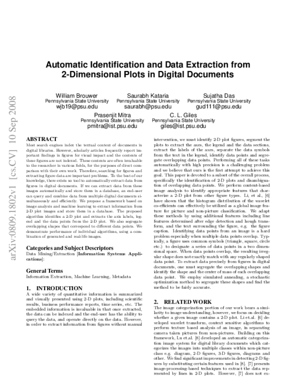 (PDF) Automatic identification and data extraction from 2-dimensional plots in digital documents
