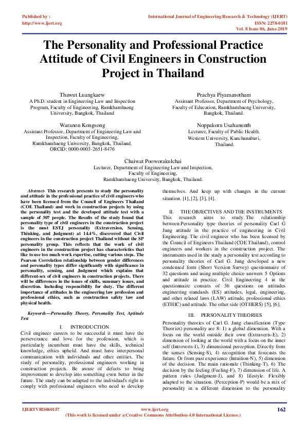 (PDF) The Personality and Professional Practice Attitude of Civil ...