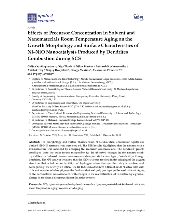 (PDF) Effects of Precursor Concentration in Solvent and Nanomaterials Room Temperature Aging on ...