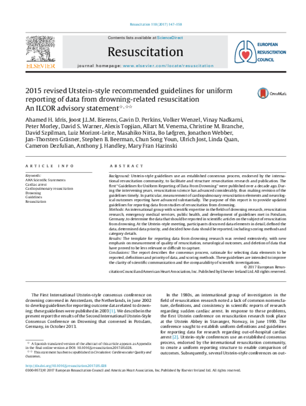 (PDF) (☆)2015 Revised Utstein-Style Recommended Guidelines for Uniform ...