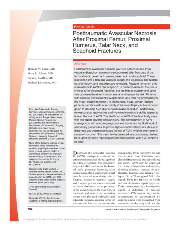(PDF) Posttraumatic Avascular Necrosis After Proximal Femur, Proximal ...
