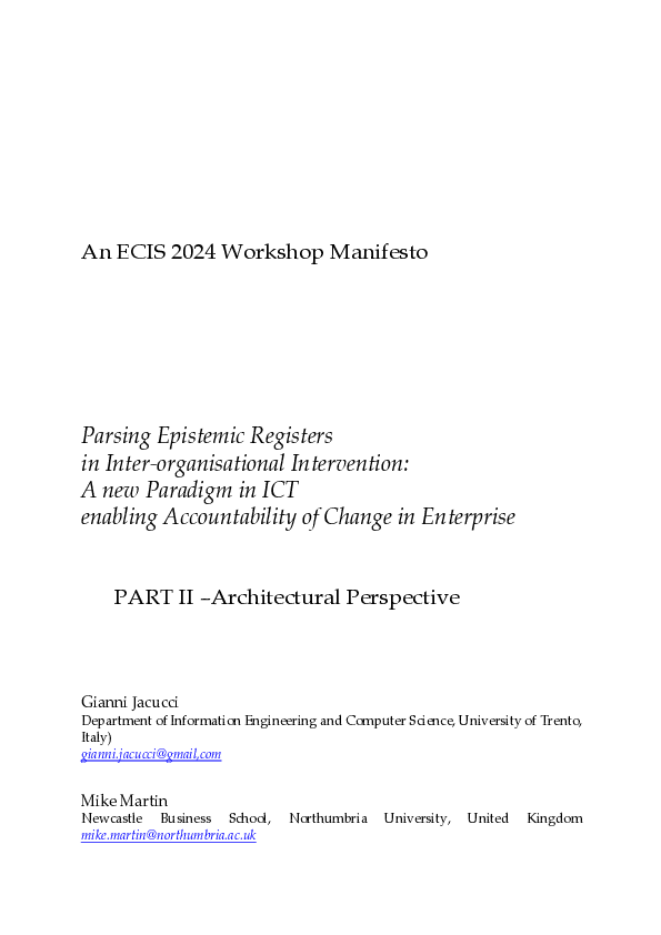 (PDF) Part II ECIS Workshop on Epistemuic Registers Architectural ...