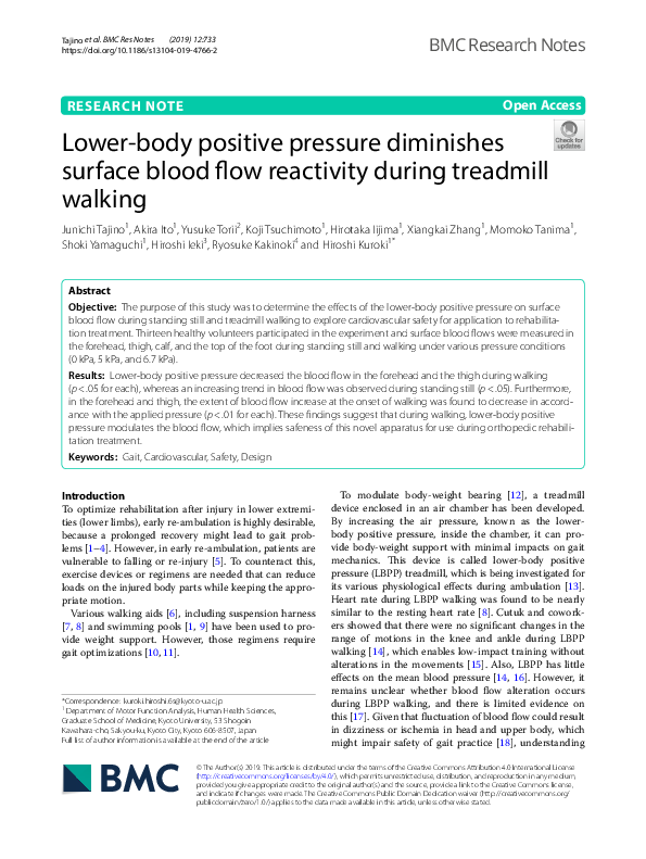 (PDF) Lower-body positive pressure diminishes surface blood flow ...