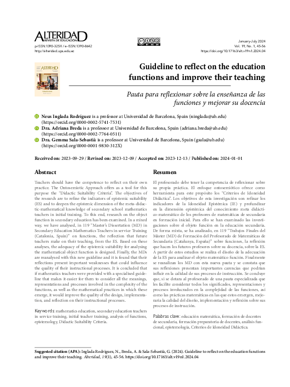 (PDF) Guideline to reflect on the education functions and improve their teaching