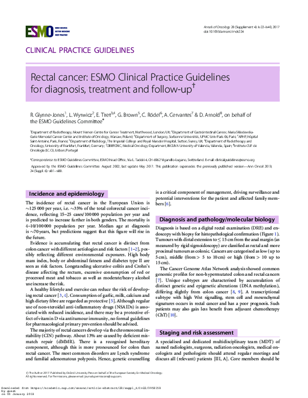 (PDF) Corrections to “Rectal cancer: ESMO Clinical Practice Guidelines ...