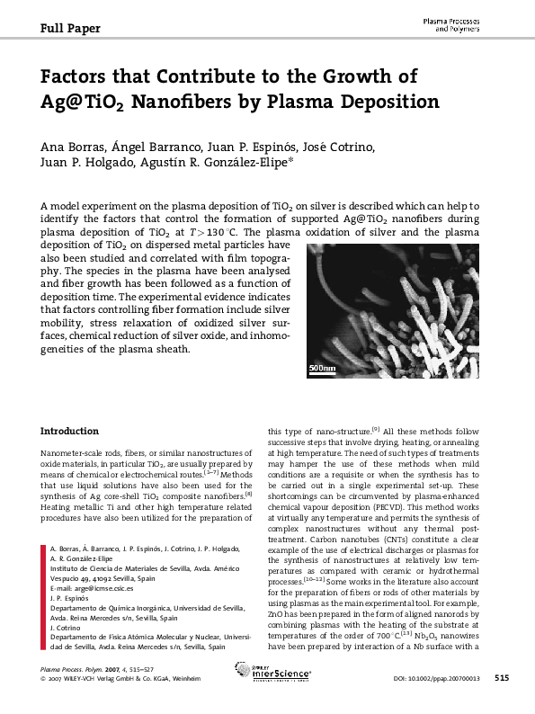 (PDF) Factors that Contribute to the Growth of Ag@TiO2 Nanofibers by ...