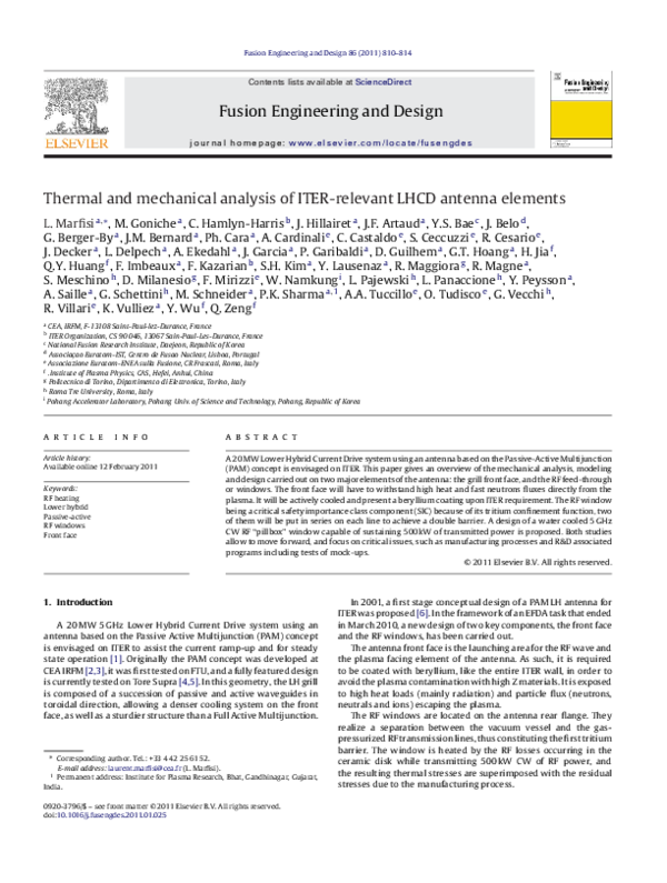 (PDF) Thermal and mechanical analysis of ITER-relevant LHCD antenna ...